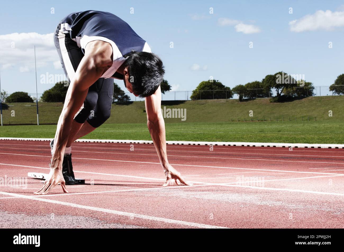 A young runner at the starting line Stock Photo - Alamy