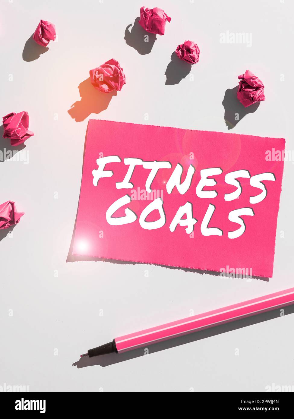 Writing displaying text Fitness Goals, Conceptual photo Loose fat Build ...