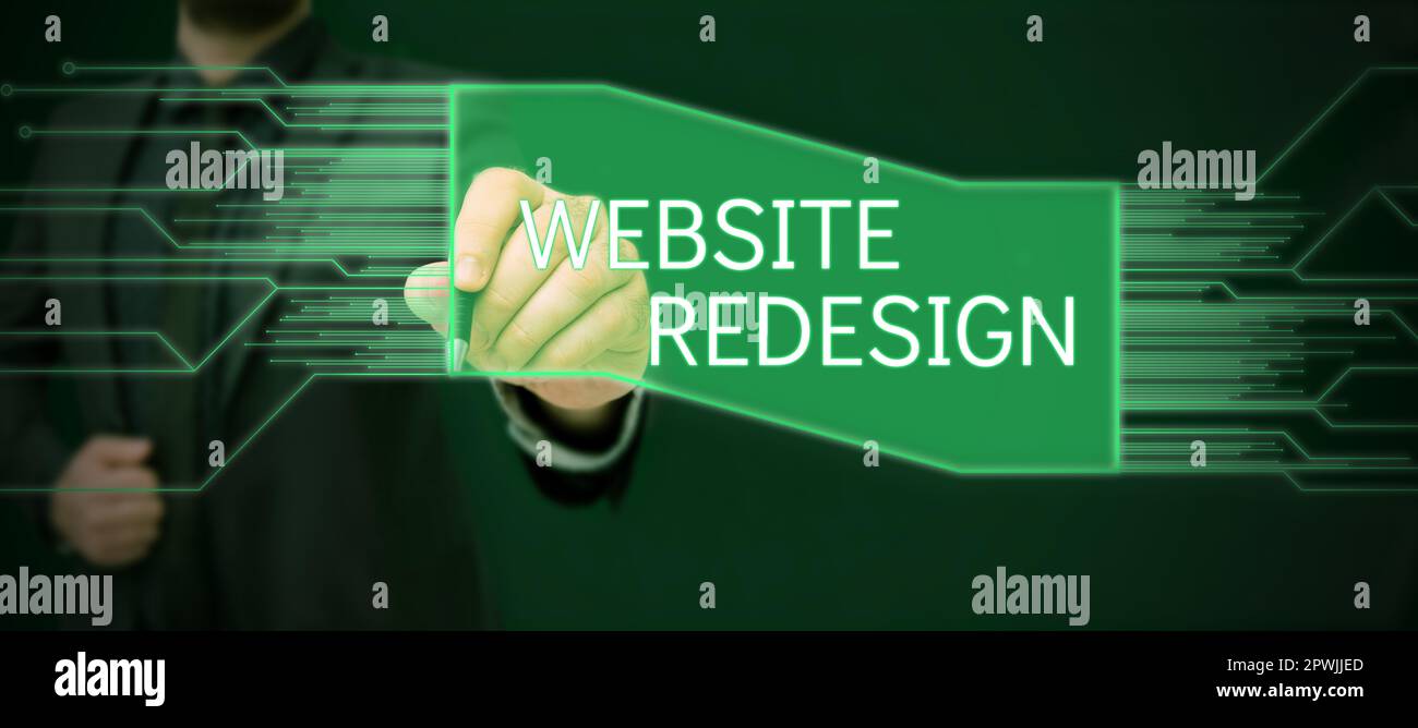 Hand writing sign Website Redesign, Word for modernize improver or evamp your website's look and ...
