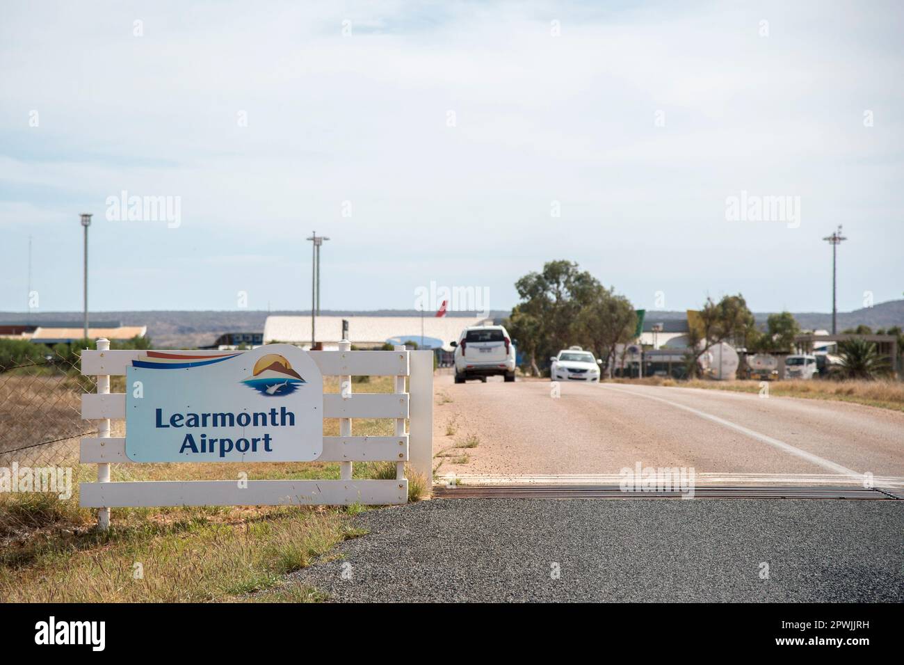 A general view of a Learmonth Airport sign near Exmouth, Western ...