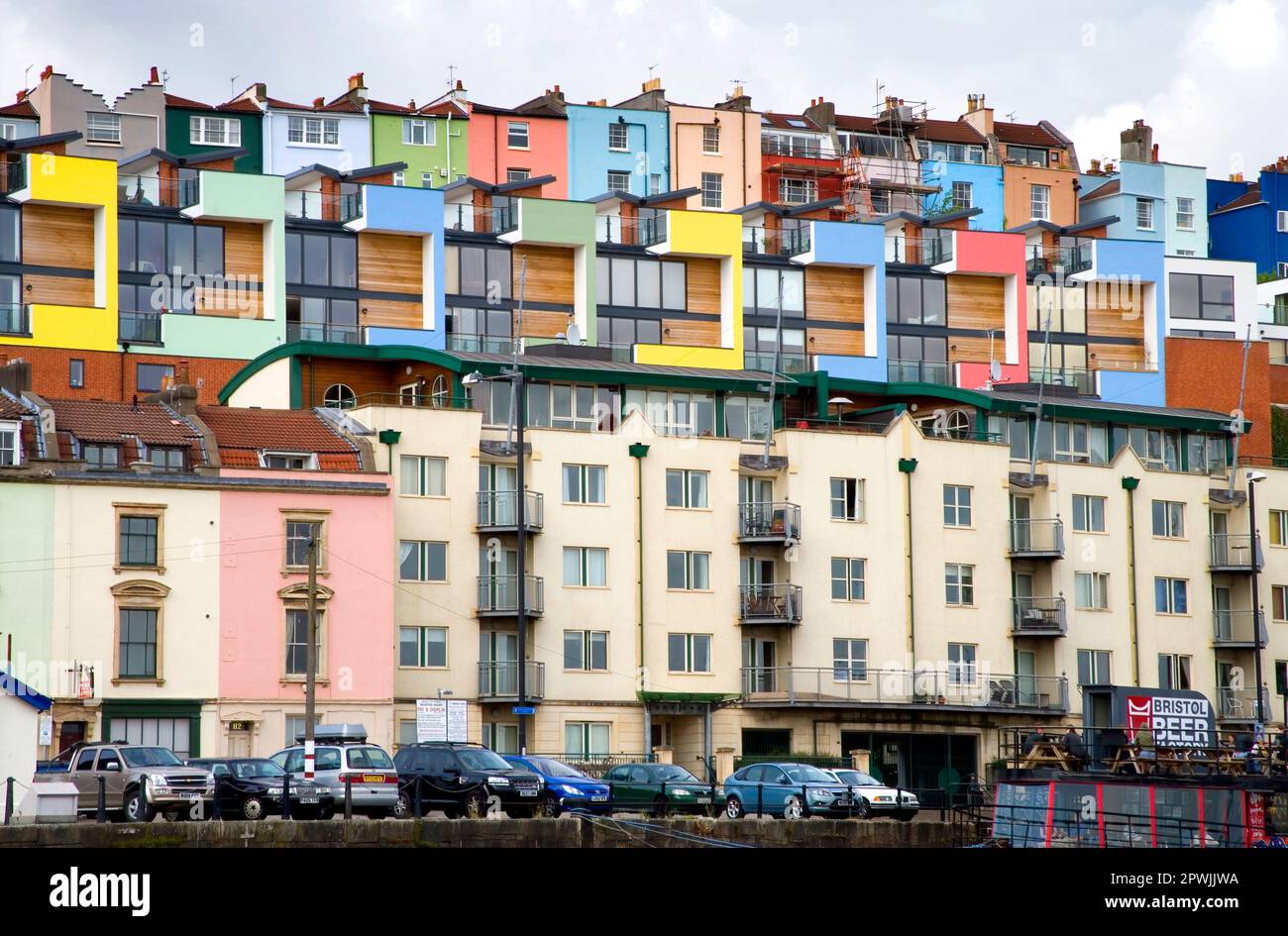 multi coloured terraced houses along bristol floating harbour Stock ...