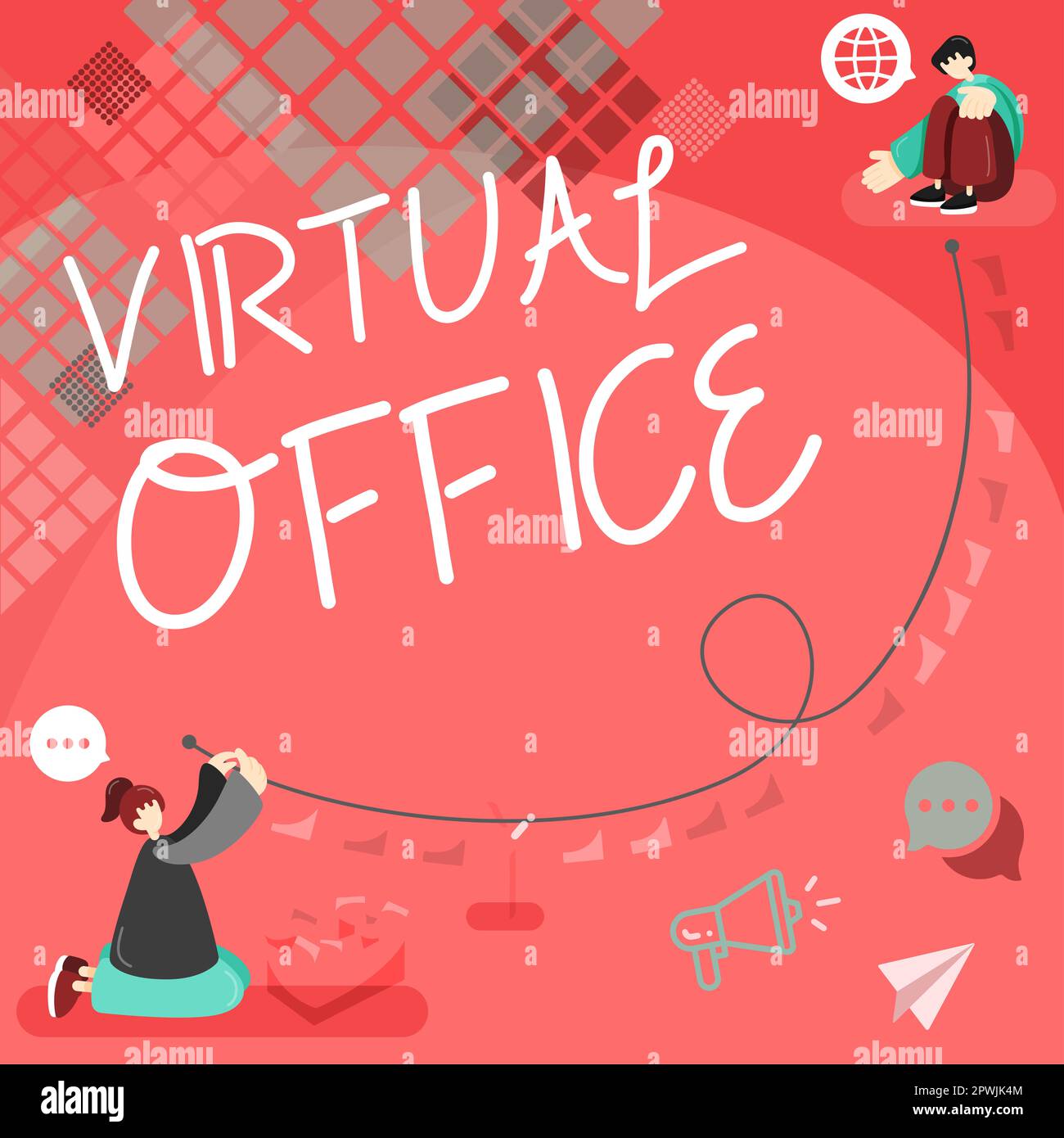 Text showing inspiration Virtual Office, Business showcase Mobile work ...