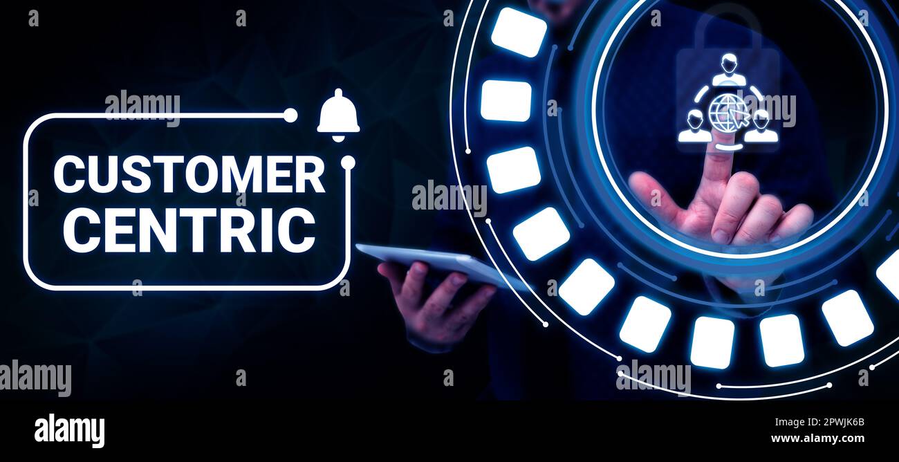 Text showing inspiration Customer Centric, Business showcase process of ...