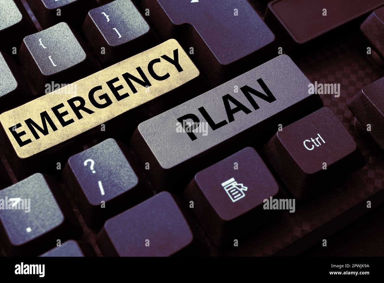 Sign displaying Emergency Plan, Word for Procedures for response to ...