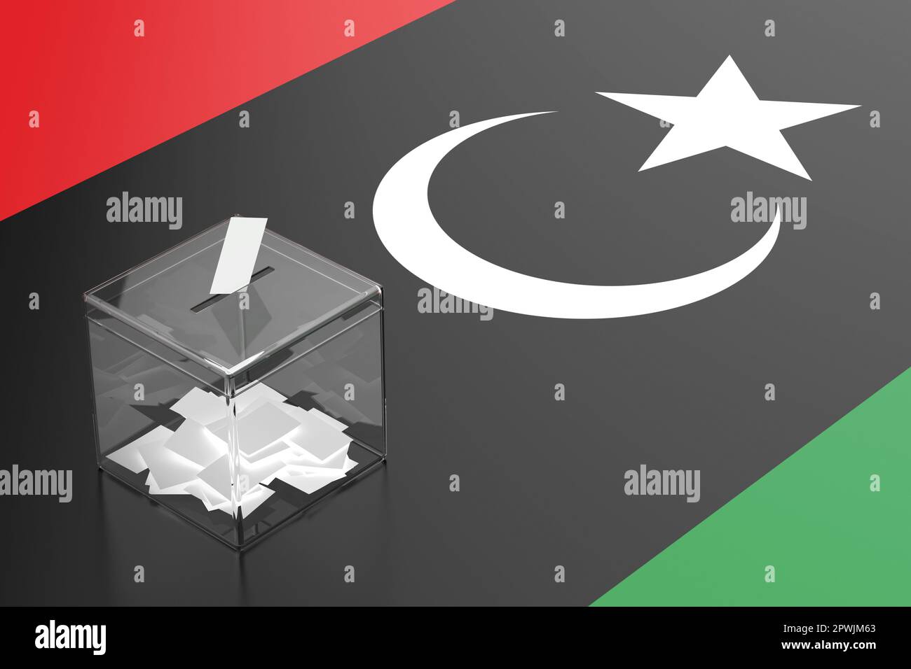 Ballot box with the flag of Libya, concept image for elections in Libya ...