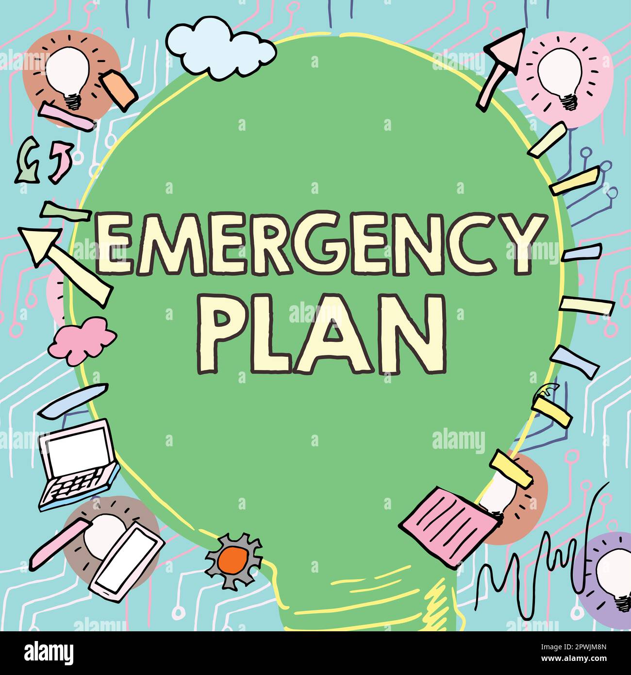Text sign showing Emergency Plan, Business concept Procedures for ...