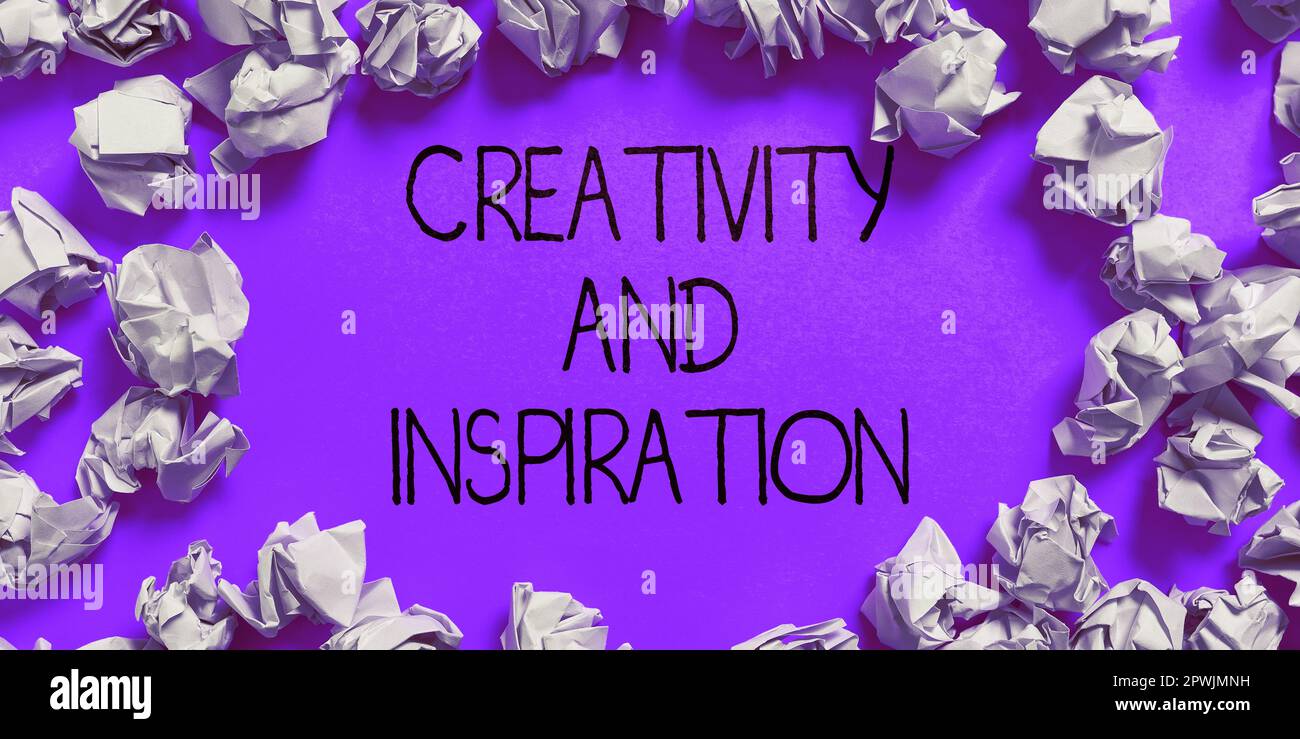Text caption presenting Creativity And Inspiration, Word for the ...