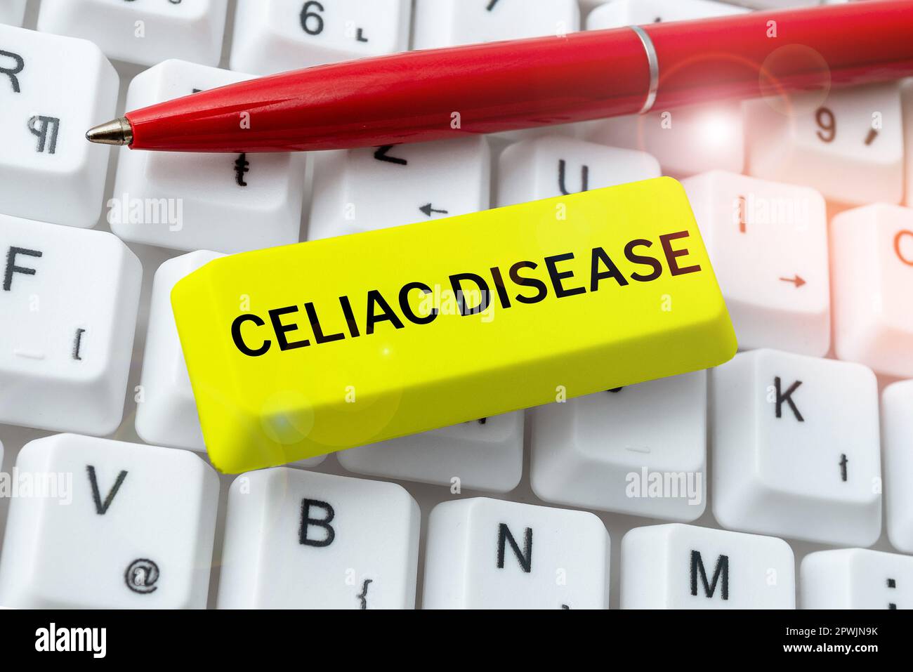 Hand writing sign Celiac Disease, Conceptual photo Small intestine is ...