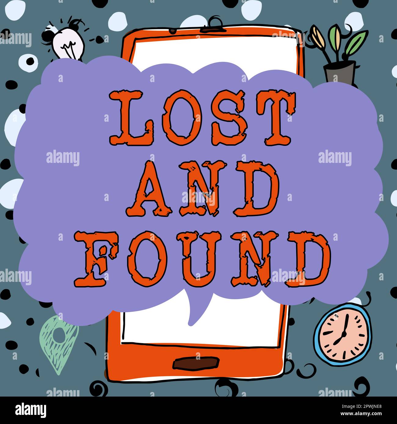 Text caption presenting Lost And Found, Internet Concept Place where ...