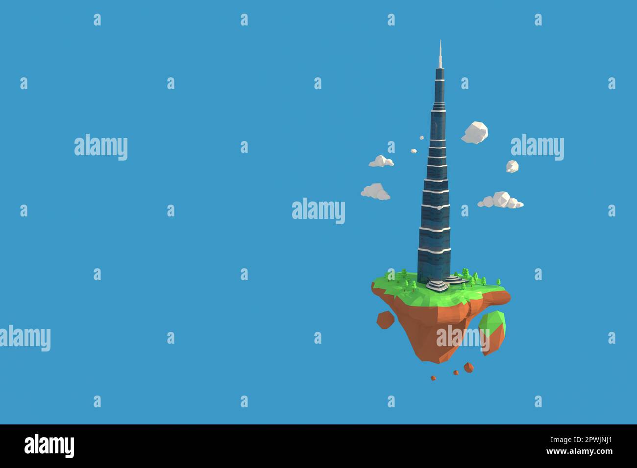 3D illustrator Burj Khalifa in Dubai. 3d rendering Low Polygon Geometry ...
