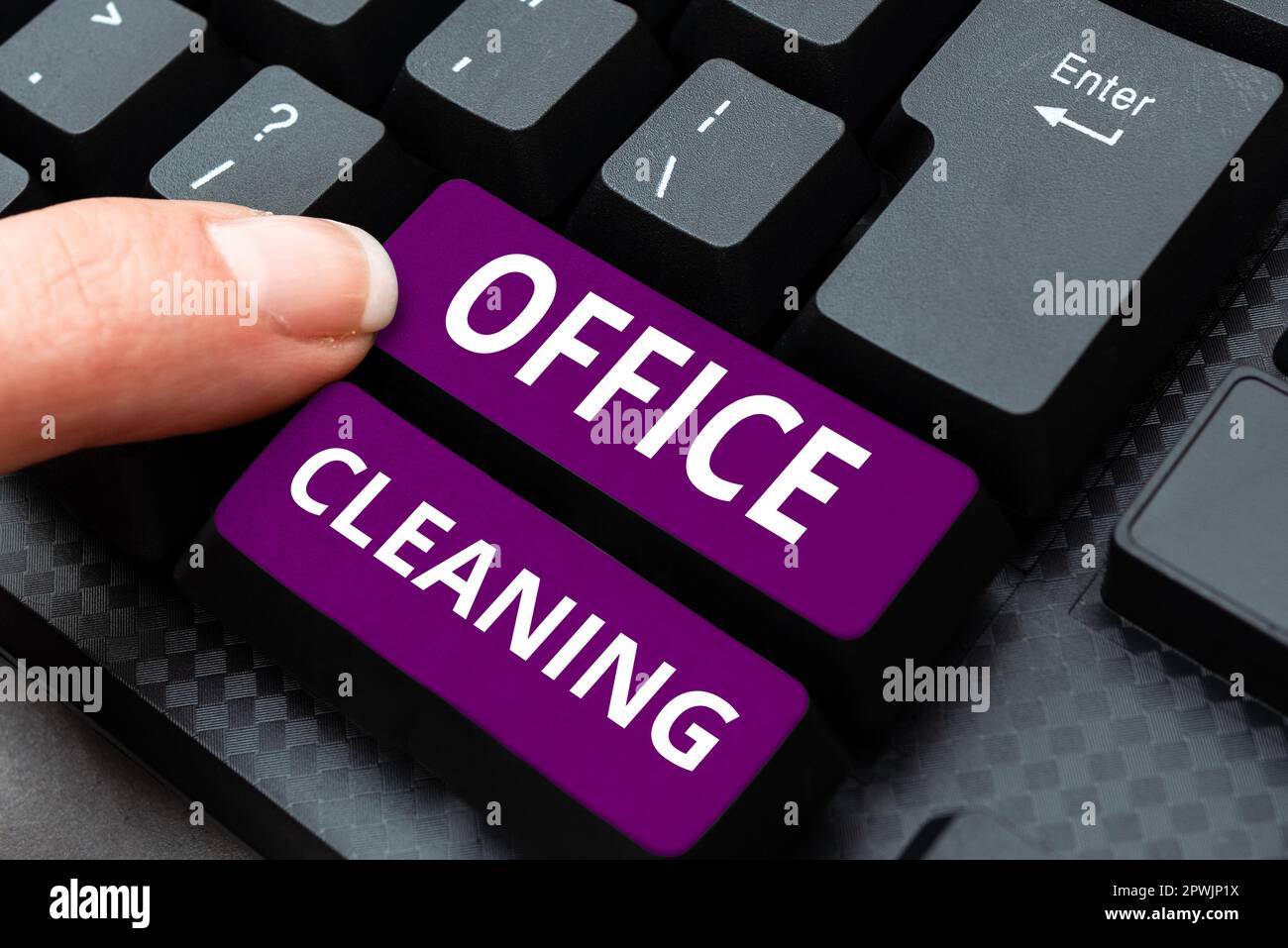 Sign displaying Office Cleaning, Business overview the action or ...