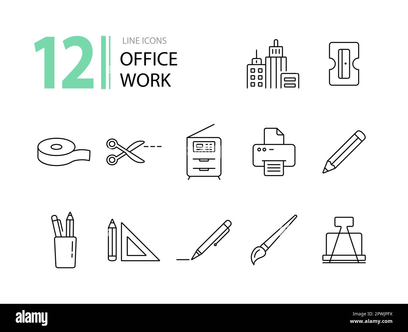 Office work icon set Stock Vector Image & Art - Alamy