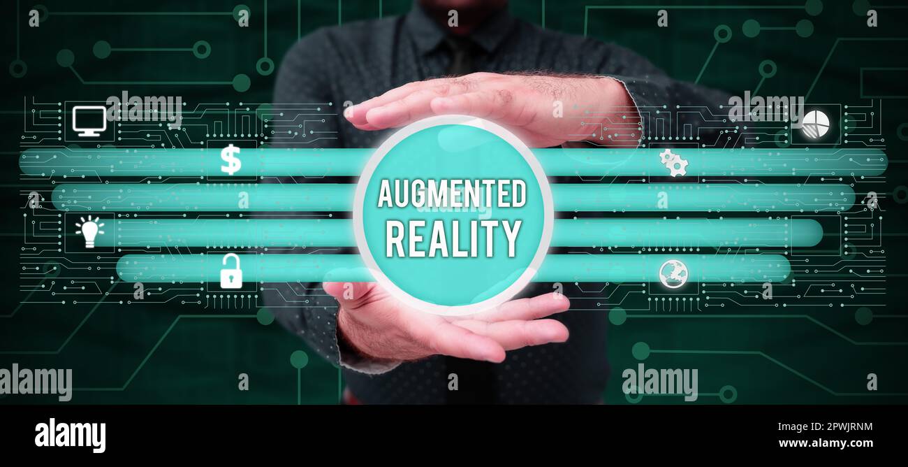 Text caption presenting Augmented Reality, Business concept technology ...