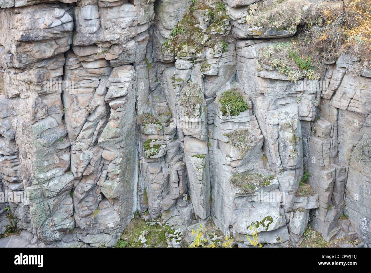 Light coarse natural rock stone background. Mining cliff rough front ...