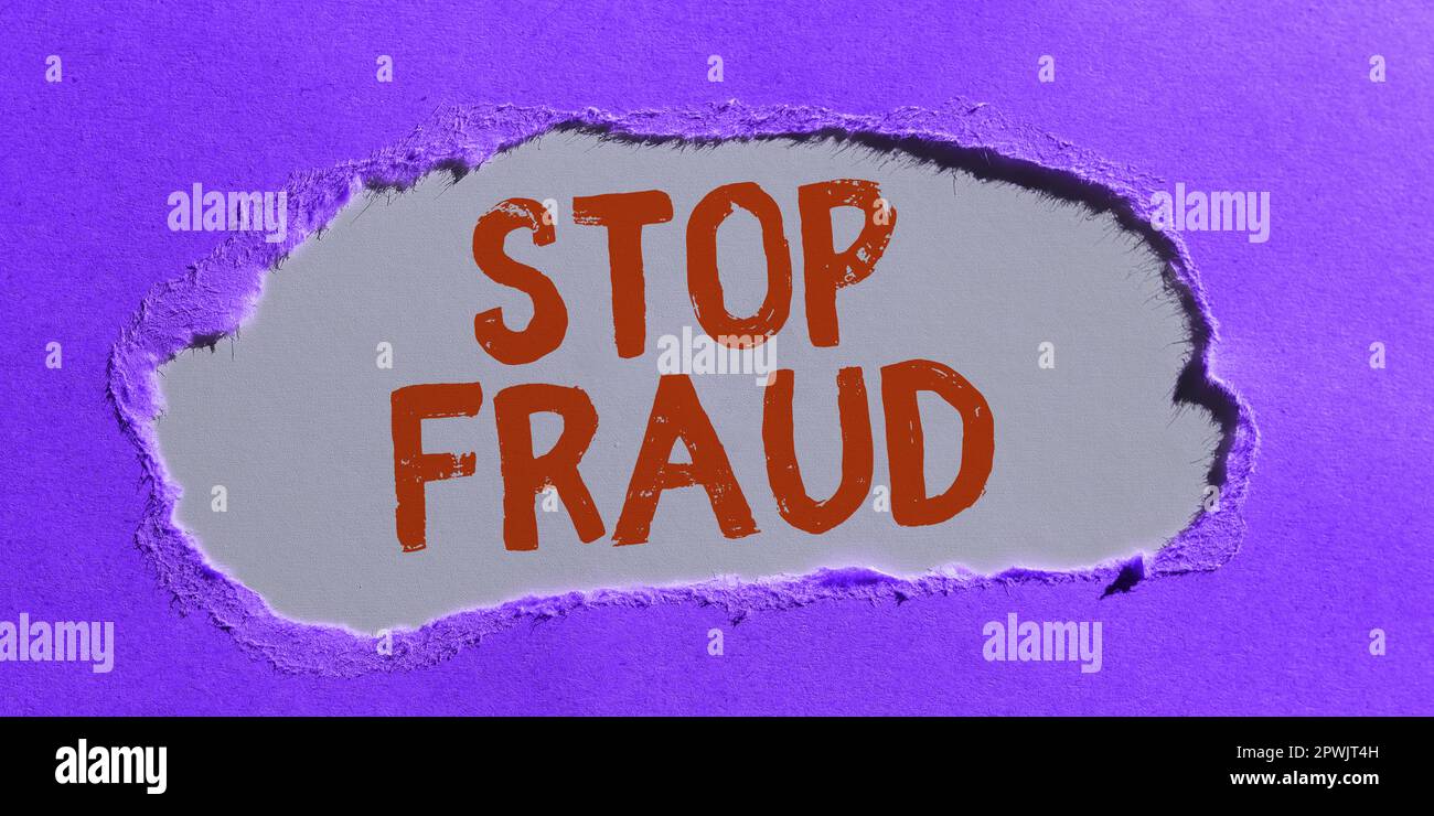 Text sign showing Stop Fraud, Internet Concept campaign advices people ...