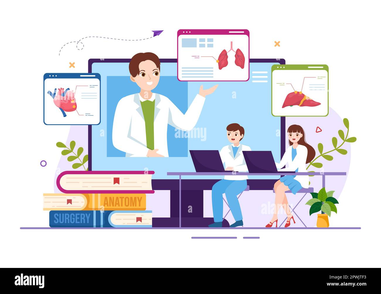 Medical School with Students Listening to Doctor Lecture and Learning ...