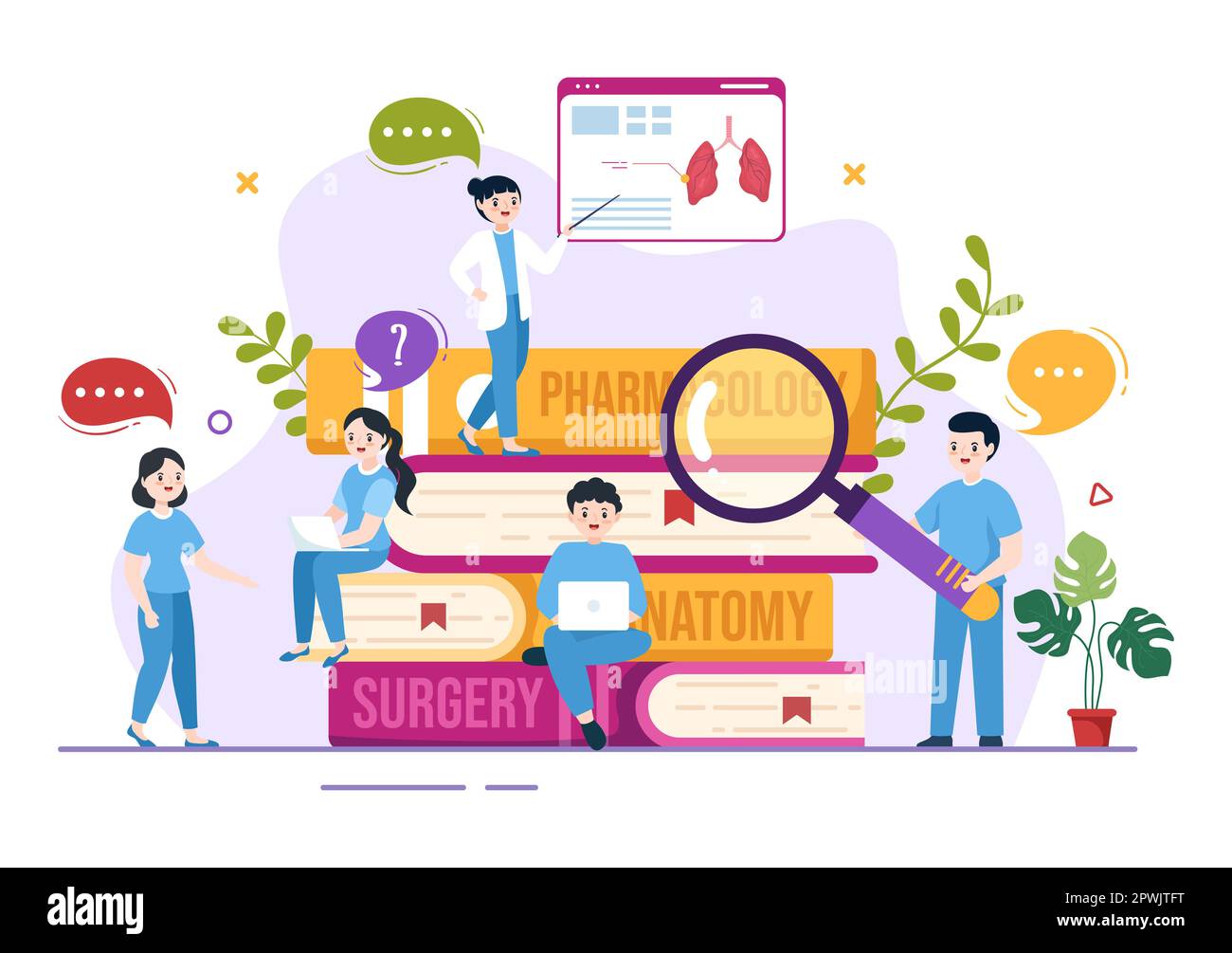 Medical School with Students Listening to Doctor Lecture and Learning ...