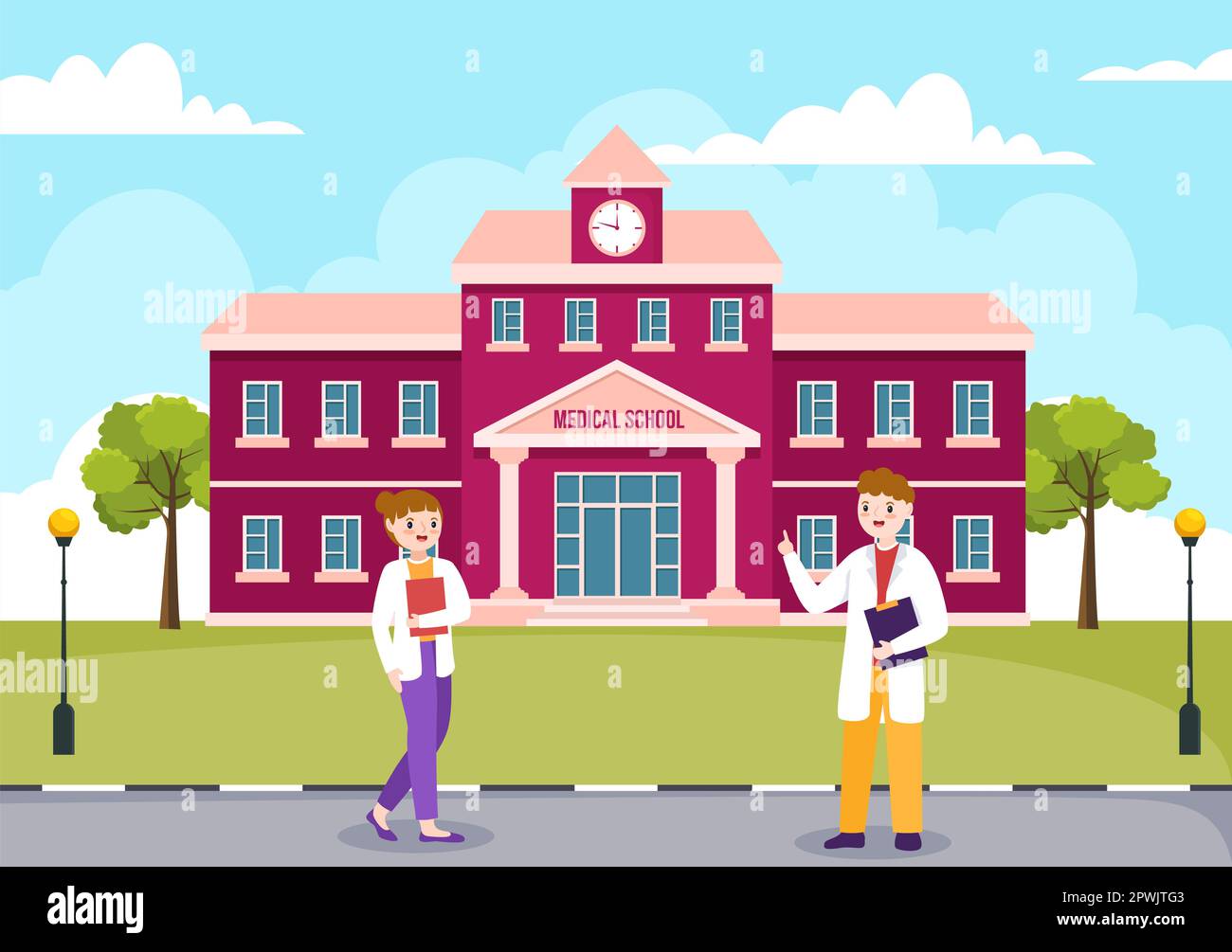 Medical School with Students Listening to Doctor Lecture and Learning ...