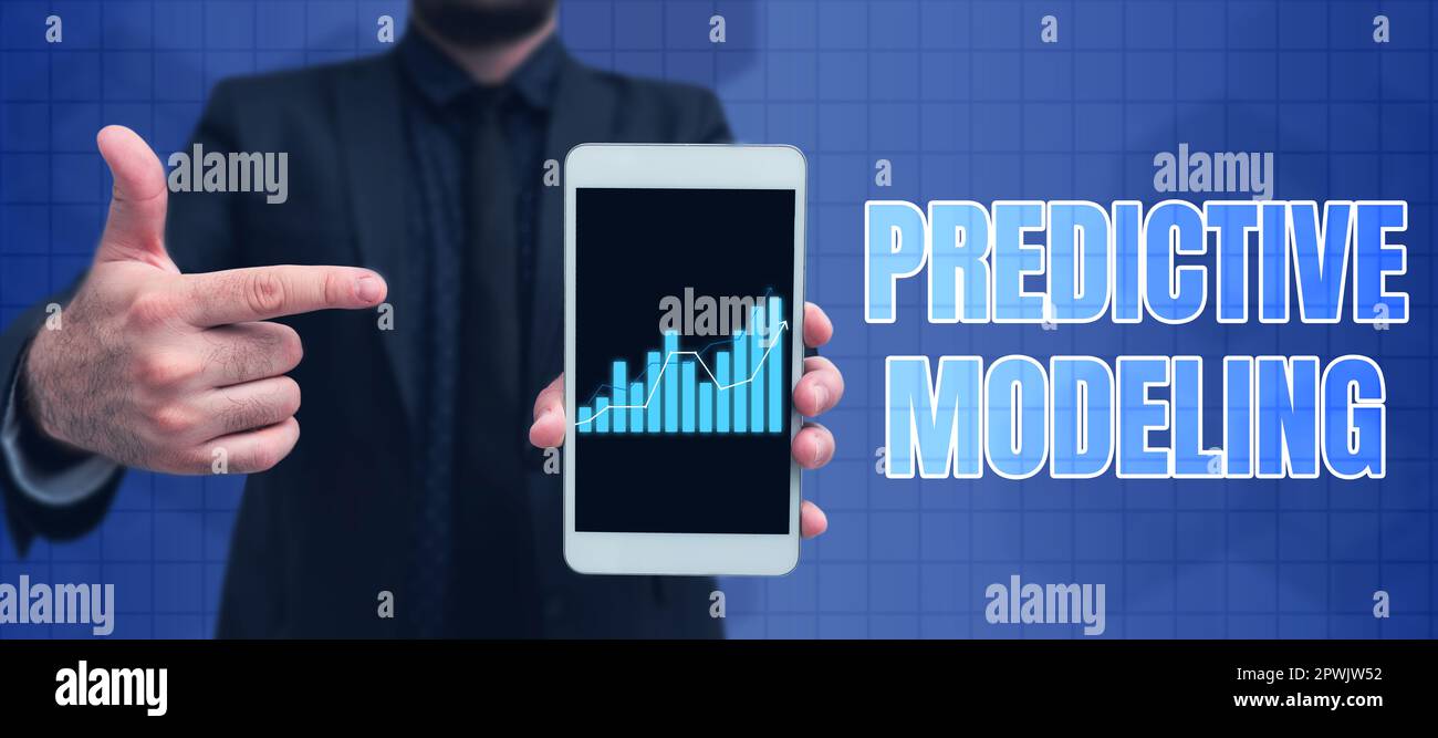 Hand writing sign Predictive Modeling, Word Written on maintenance strategy driven by predictive ...