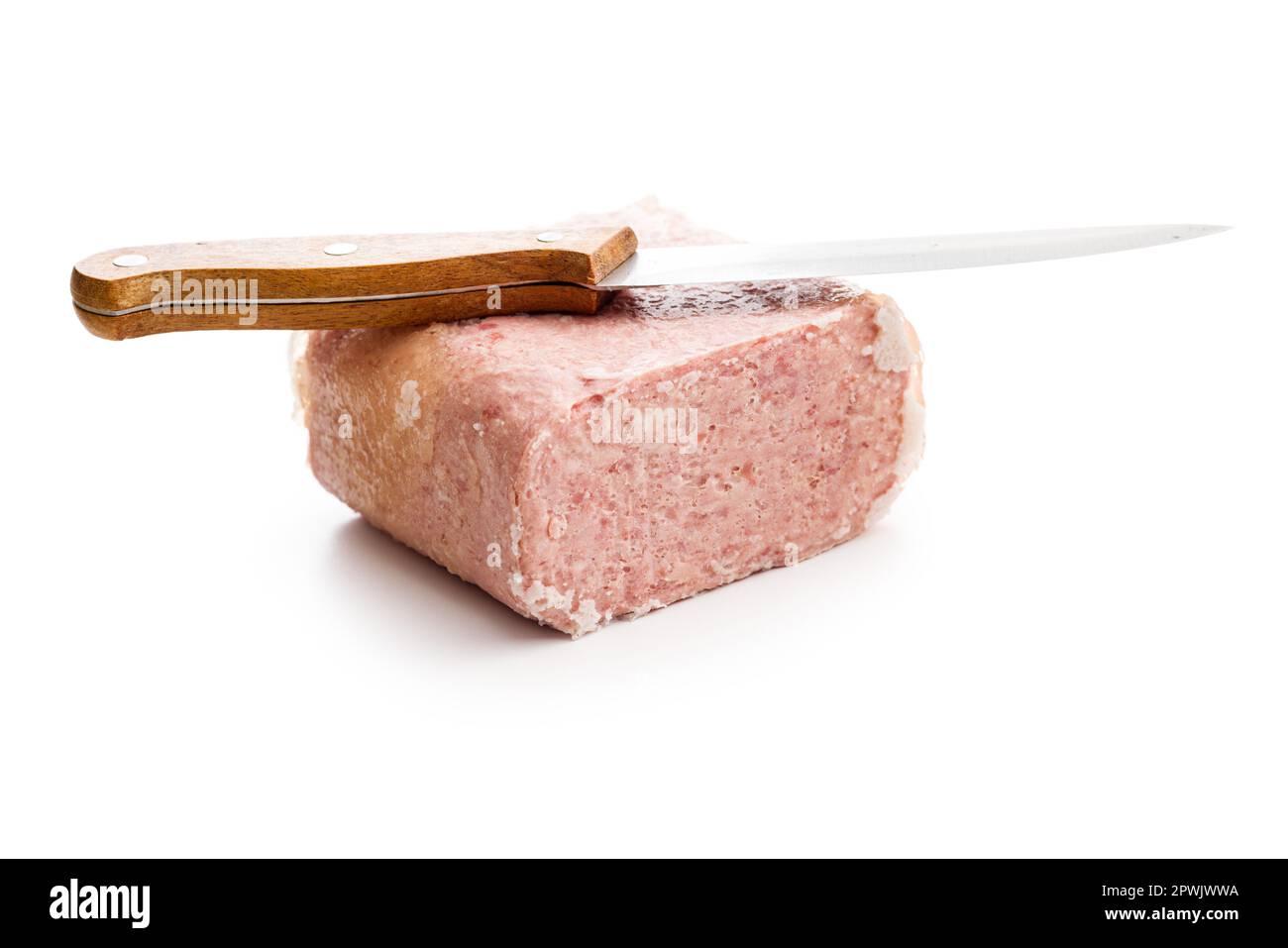 Luncheon meat isolated on the white background Stock Photo - Alamy