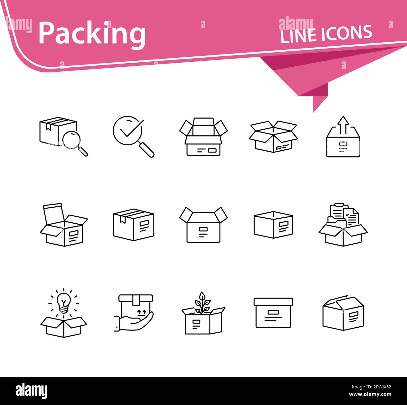 Packing line icon set Stock Vector Image & Art - Alamy