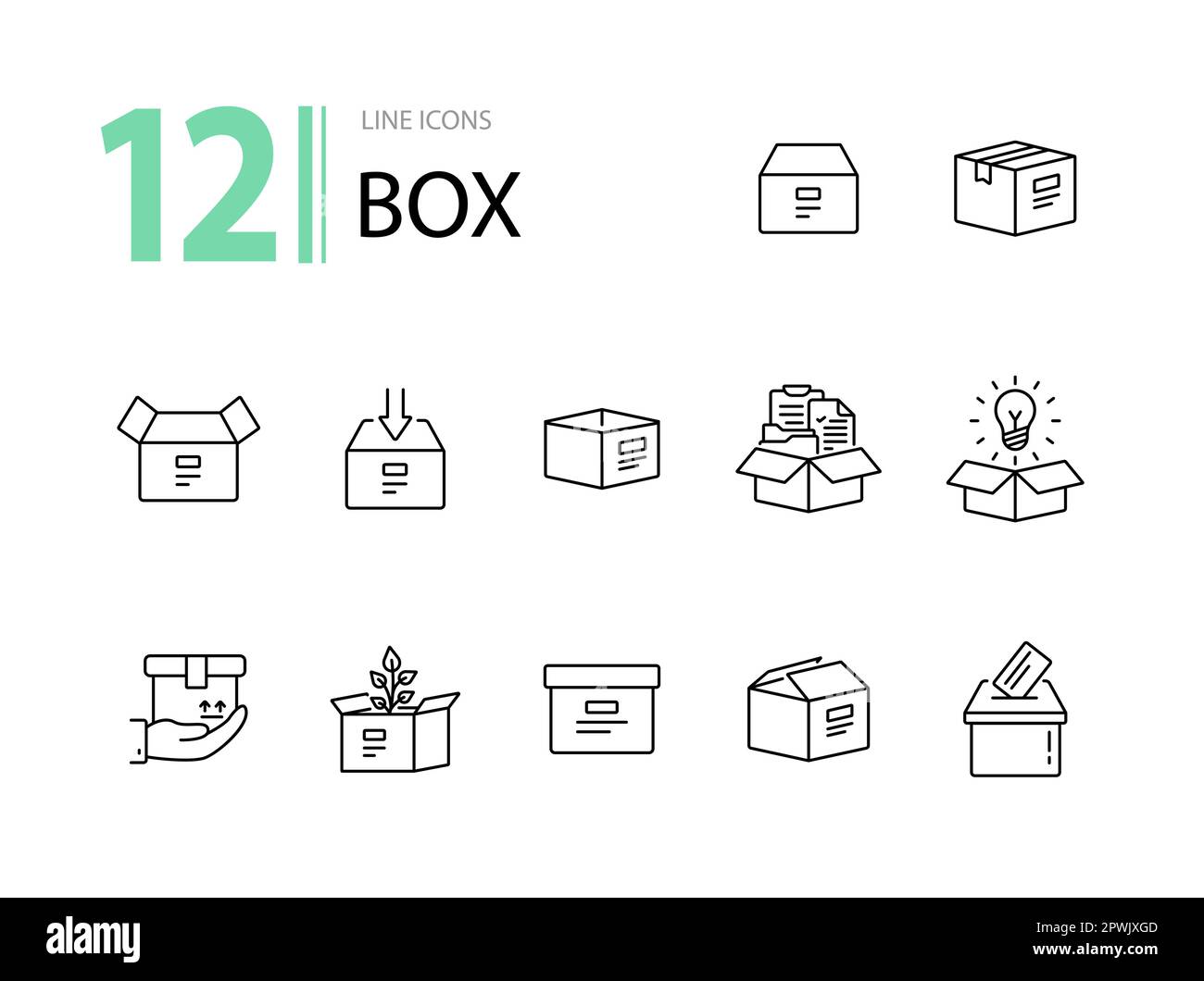 Box line icon set Stock Vector Image & Art - Alamy