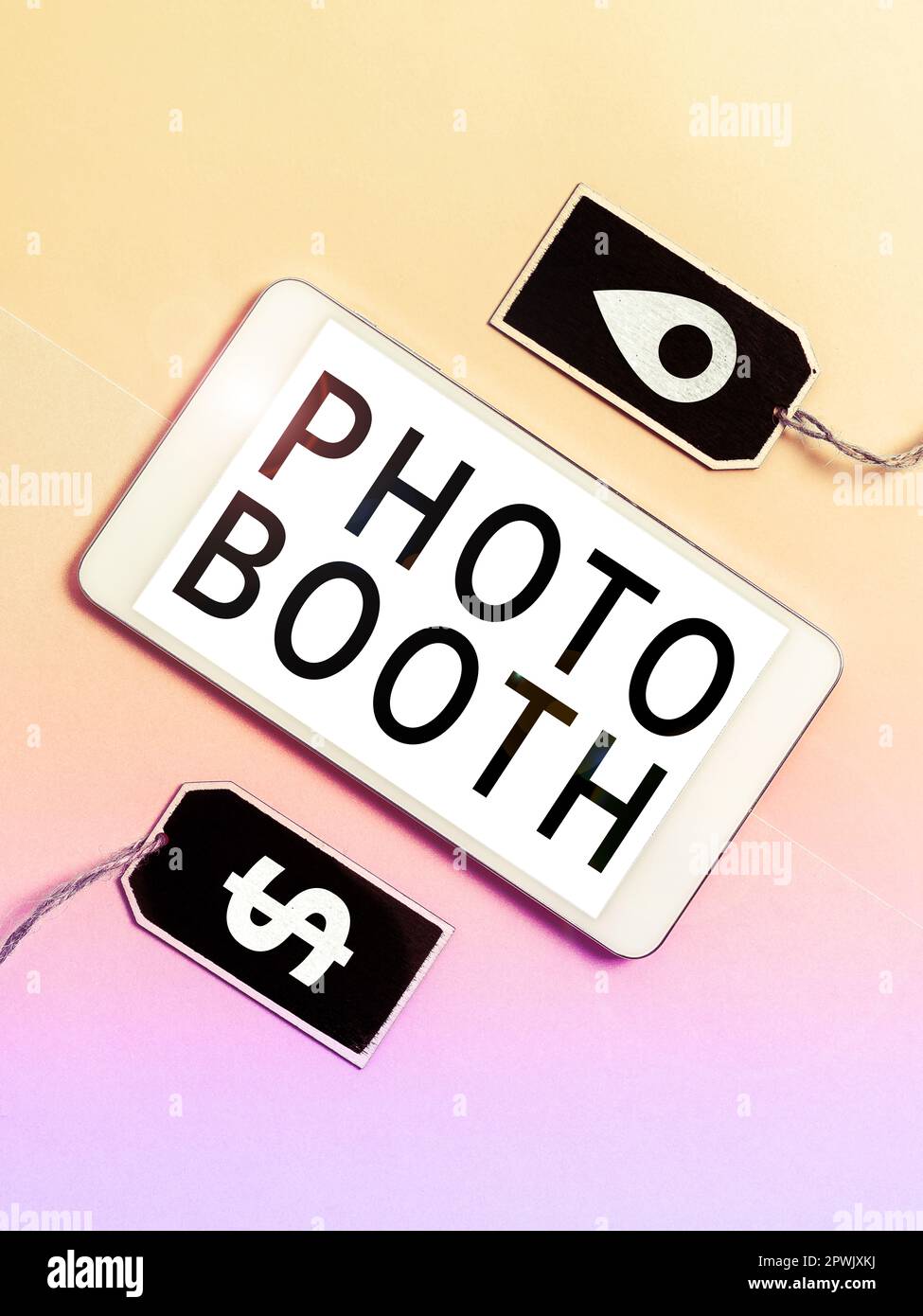 Hand writing sign Photo Booth, Business concept form of photo sharing ...