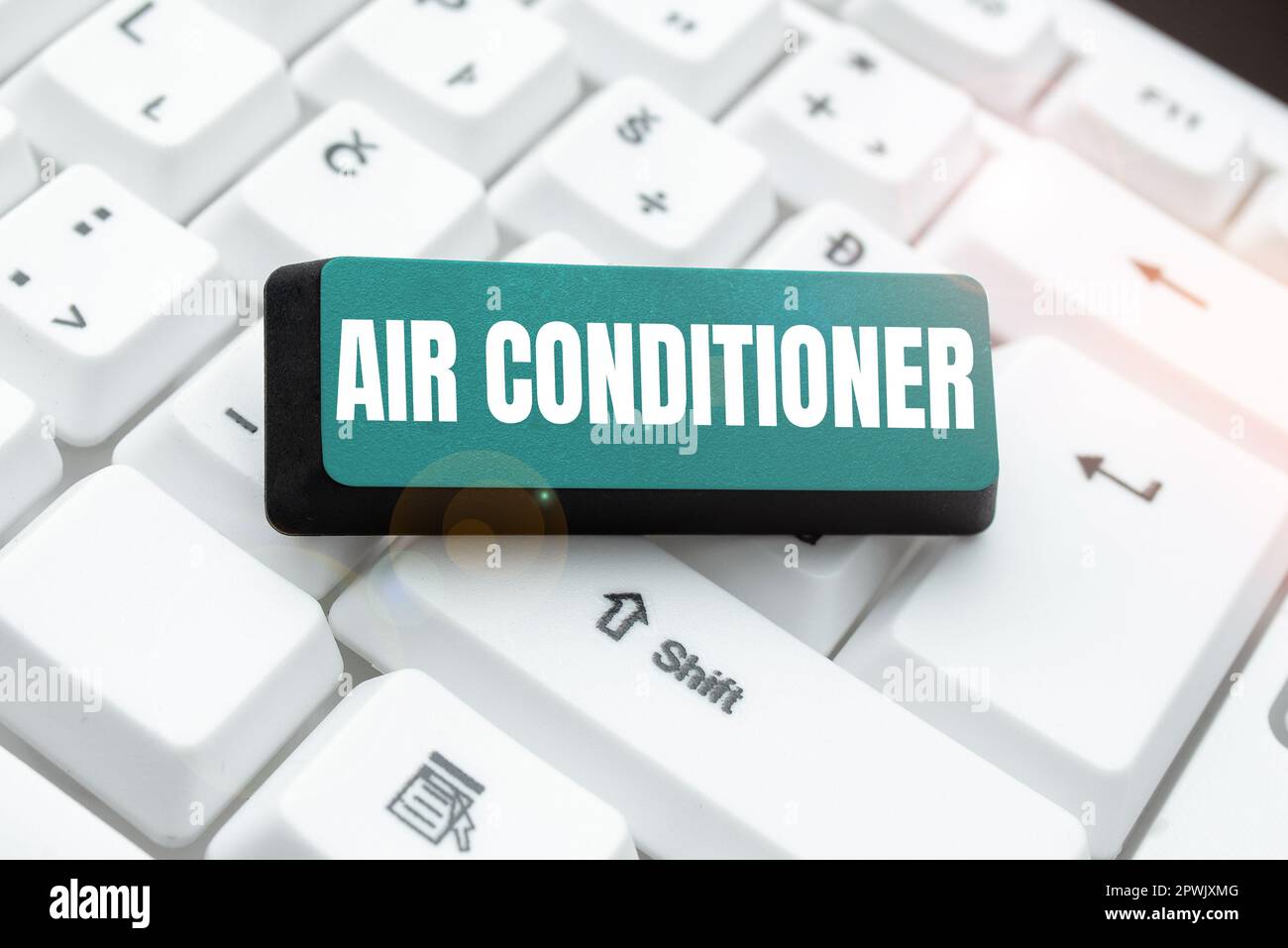 Text caption presenting Air Conditioner, Word Written on apparatus for ...