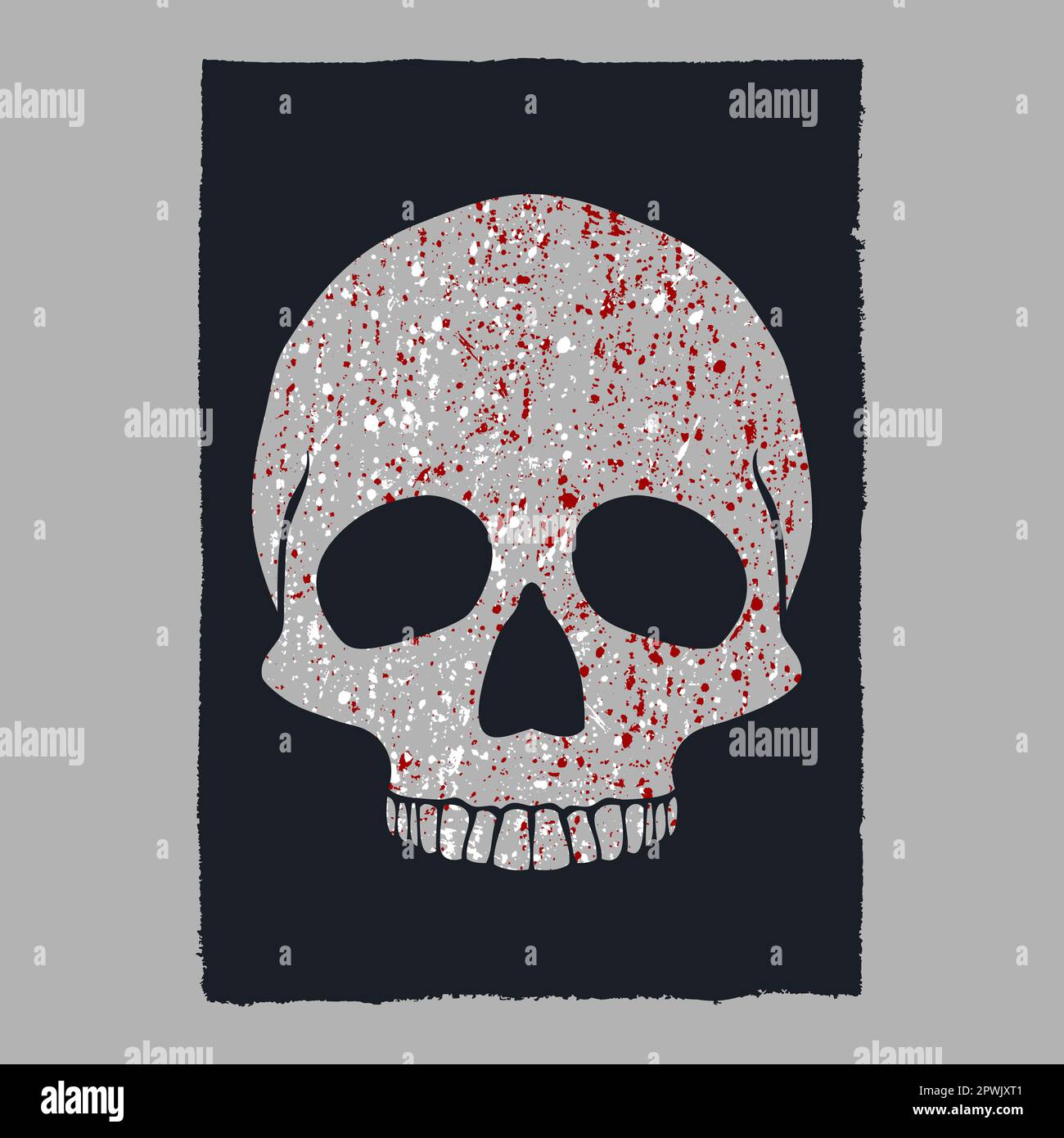 Bloody skull and bone poster design with gritty texture. Editable ...