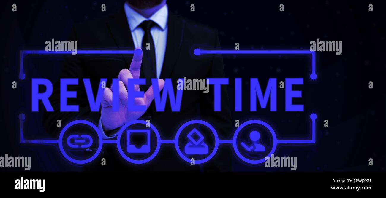 Writing displaying text Review Time, Word Written on situation or ...