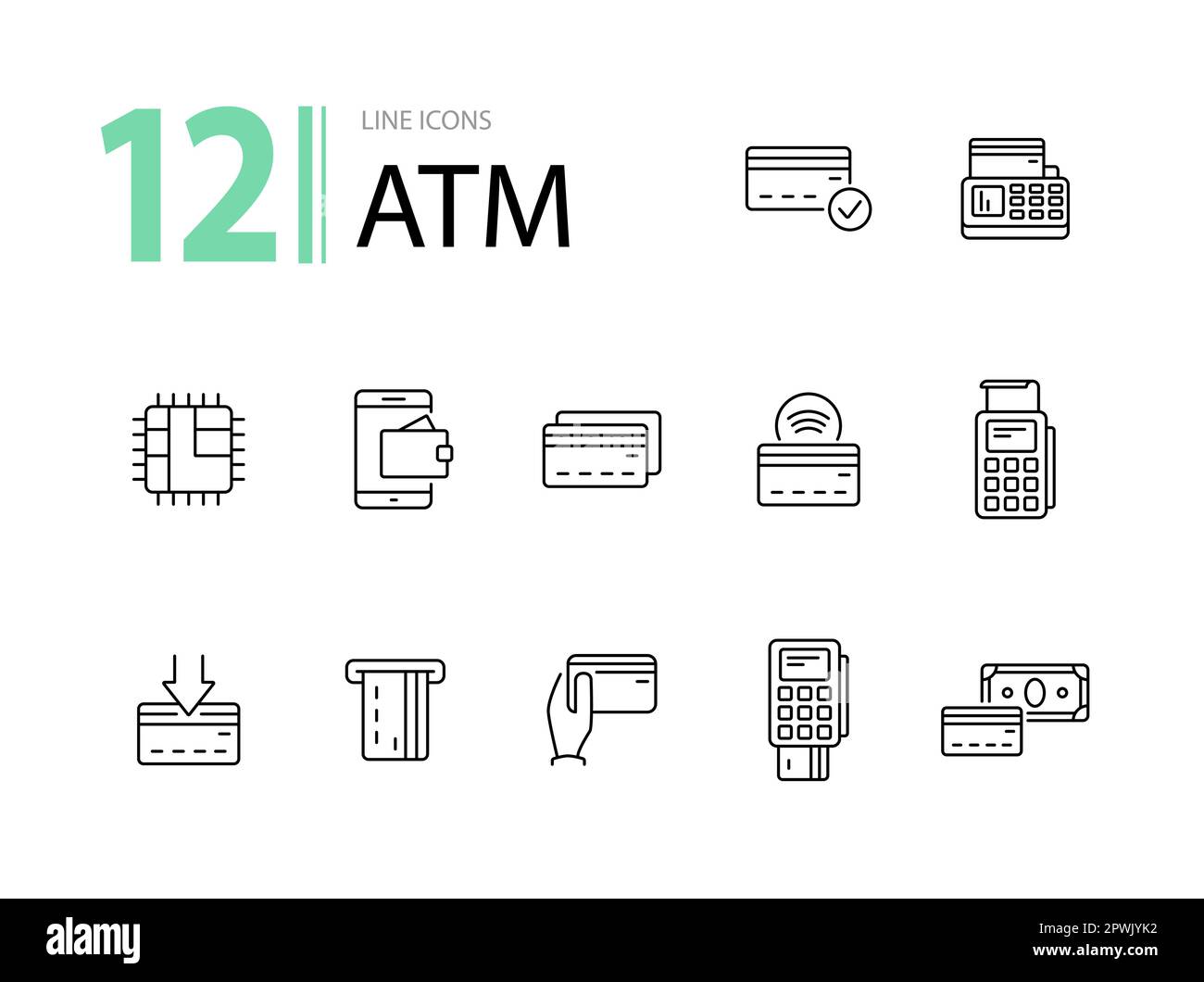 ATM line icon set Stock Vector Image & Art - Alamy