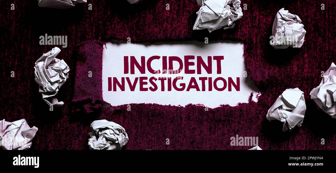 Hand writing sign Incident Investigation, Business showcase responsible ...