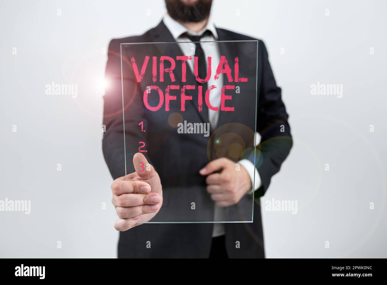 Sign displaying Virtual Office, Business idea Mobile work-environment ...