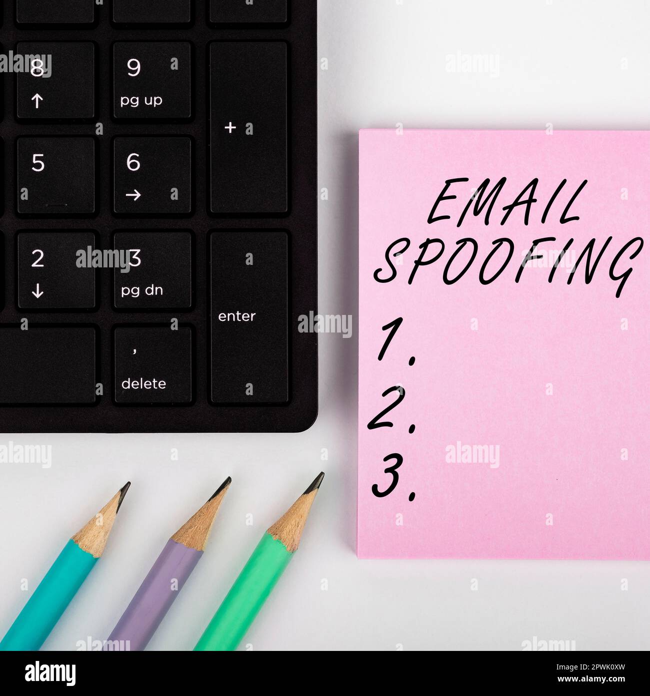 Text caption presenting Email Spoofing, Business idea secure the access ...