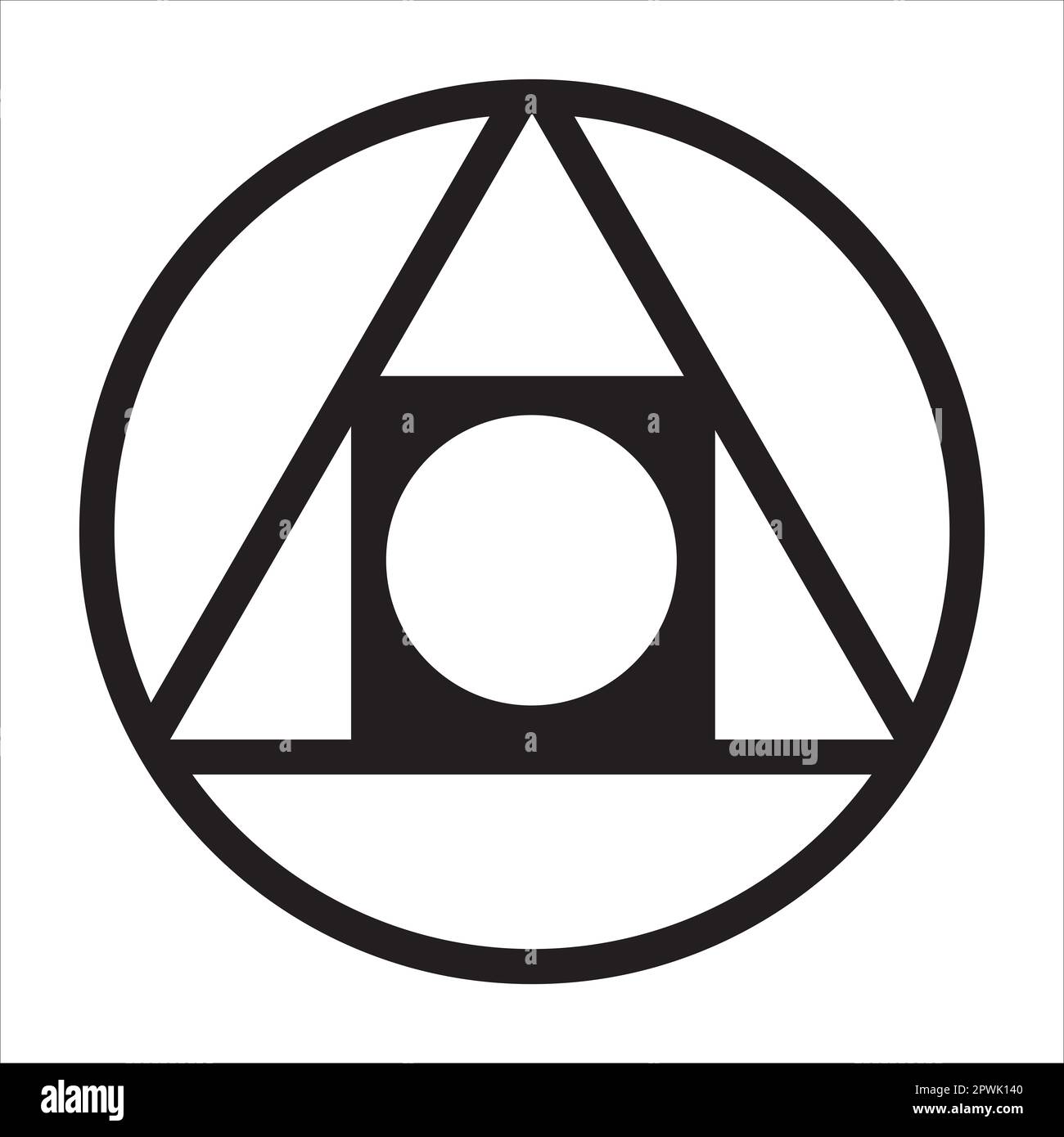 The alchemy symbol for the philosophers stone in black line over a ...