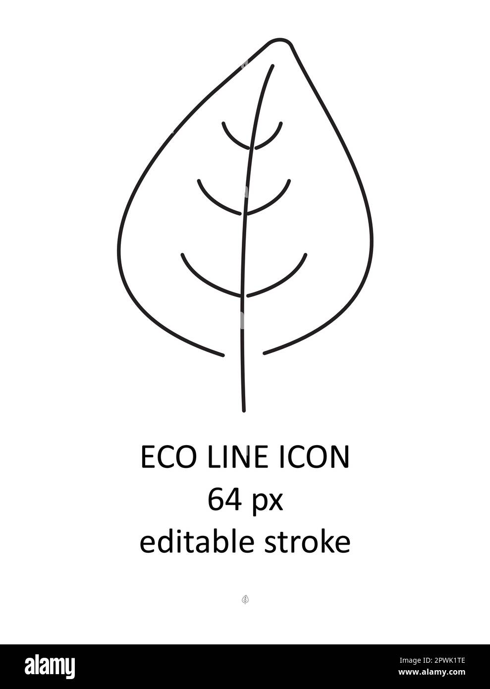 Eco line, leaf icon vector. Branch with leaf. Botanical line ...