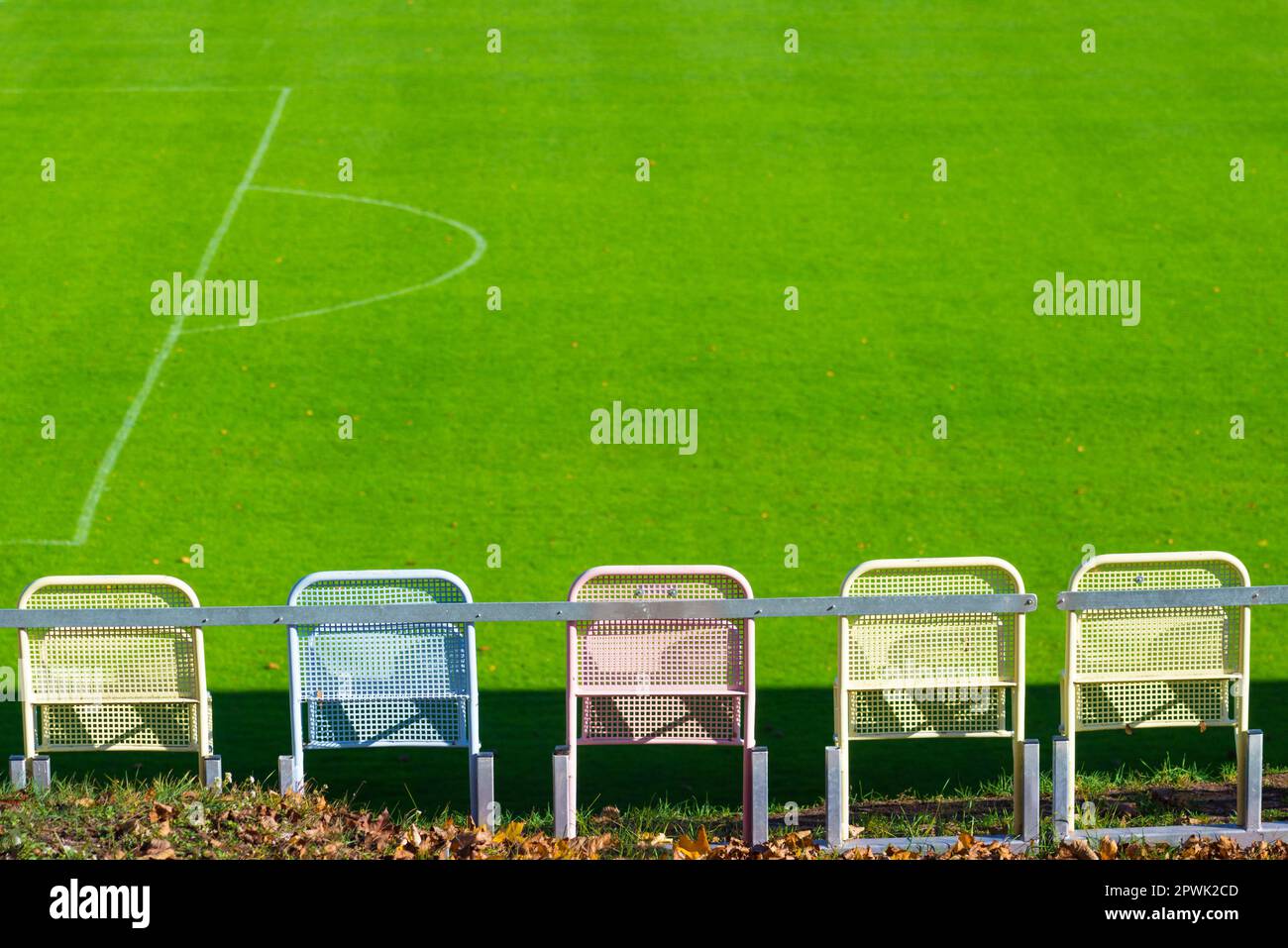 Bench on the Sideline of a Football Field Stock Photo - Alamy