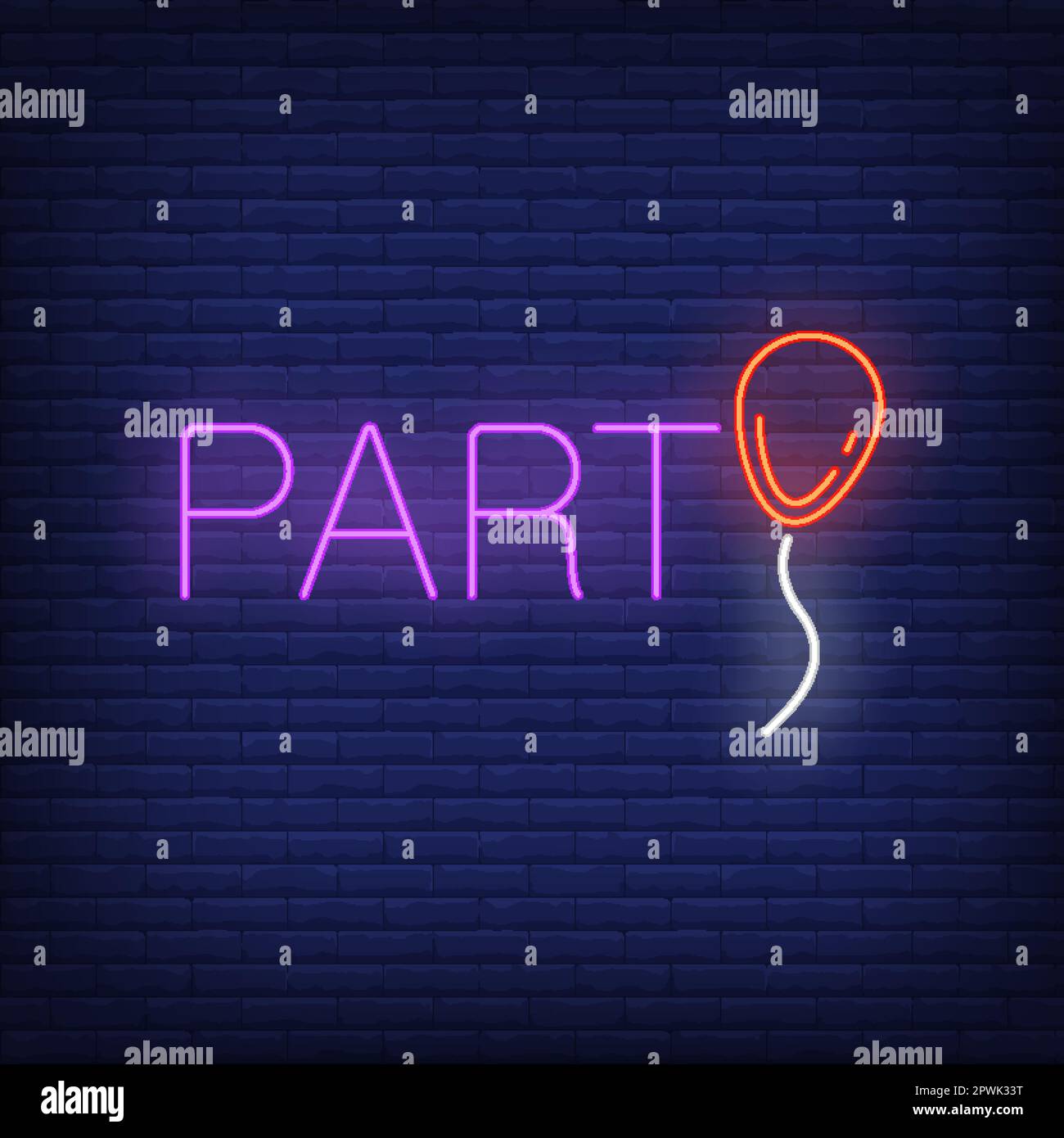 Party neon lettering with balloon Stock Vector Image & Art - Alamy