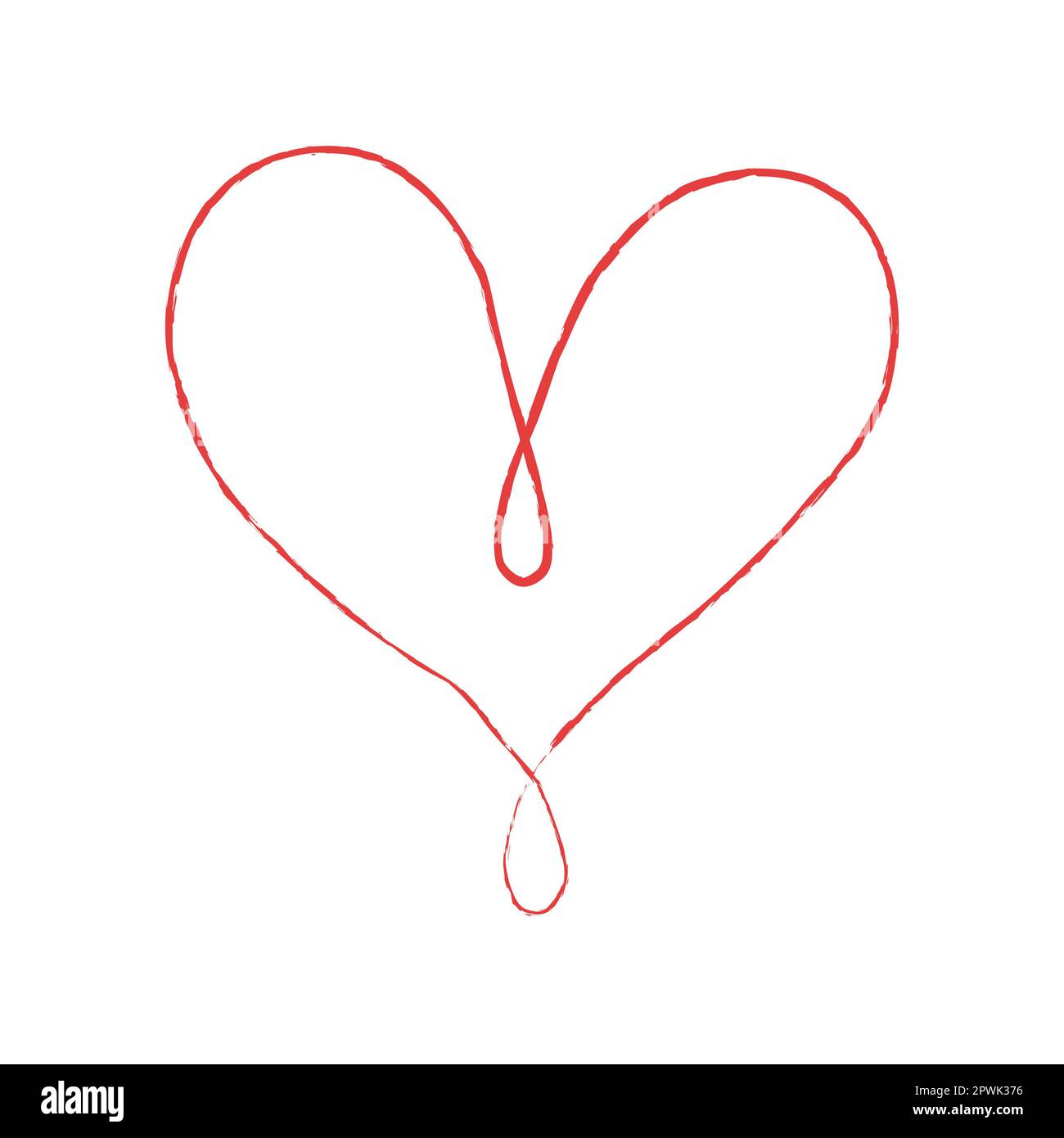 Hand sketch drawing red line heart, Love doodle isolated on white ...