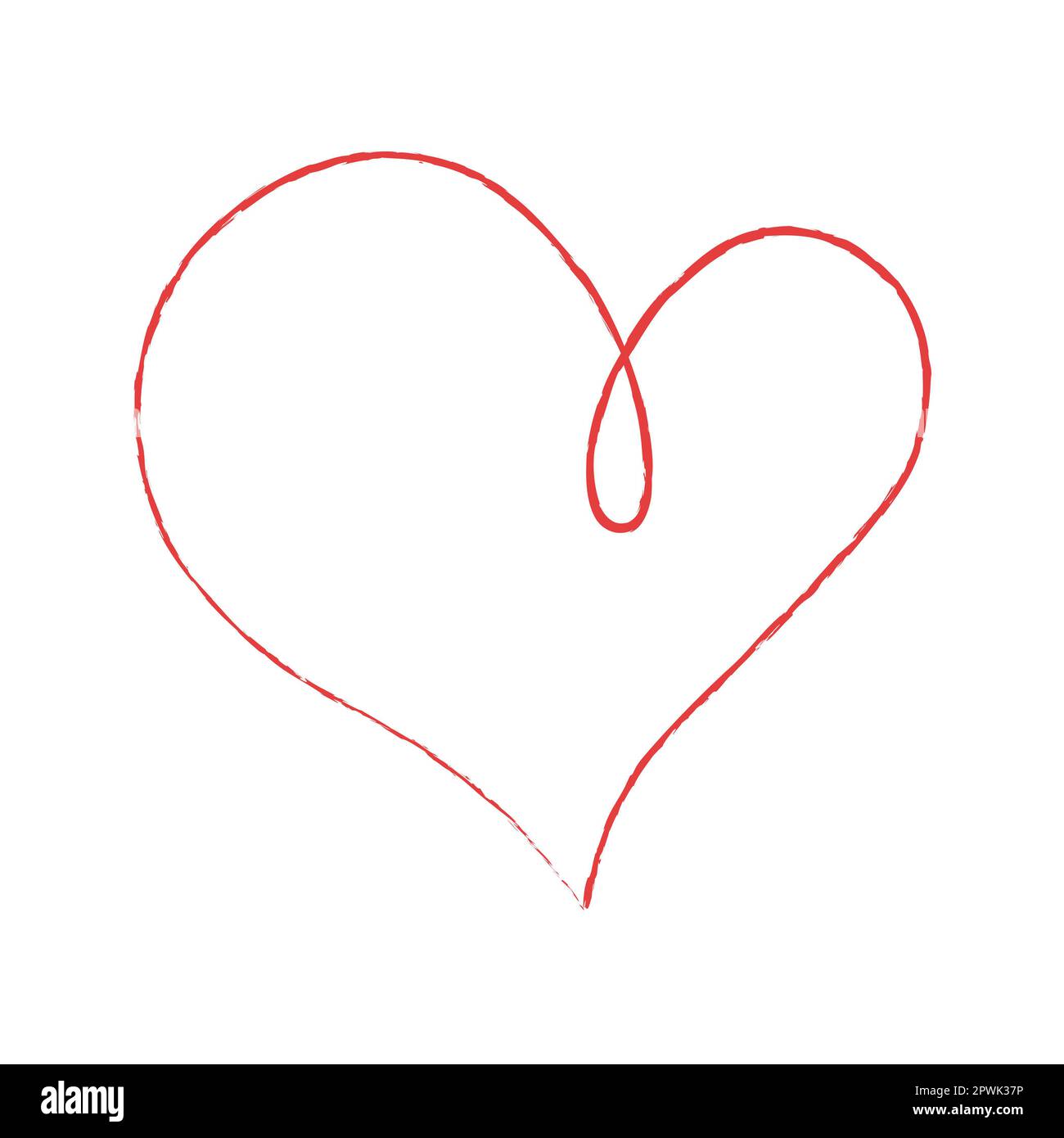 Hand sketch drawing red line heart, Love doodle isolated on white ...