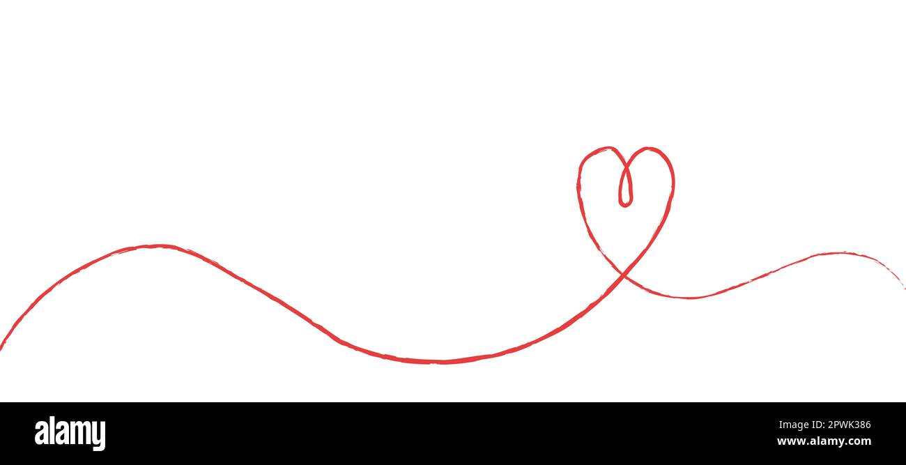 Hand sketch drawing red line heart, Love doodle isolated on white ...