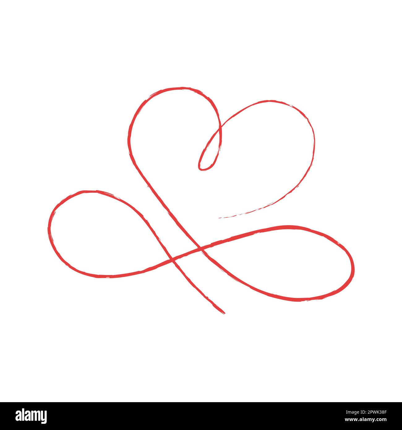 Pink thin lines two hearts love infinity symbol on white background ...