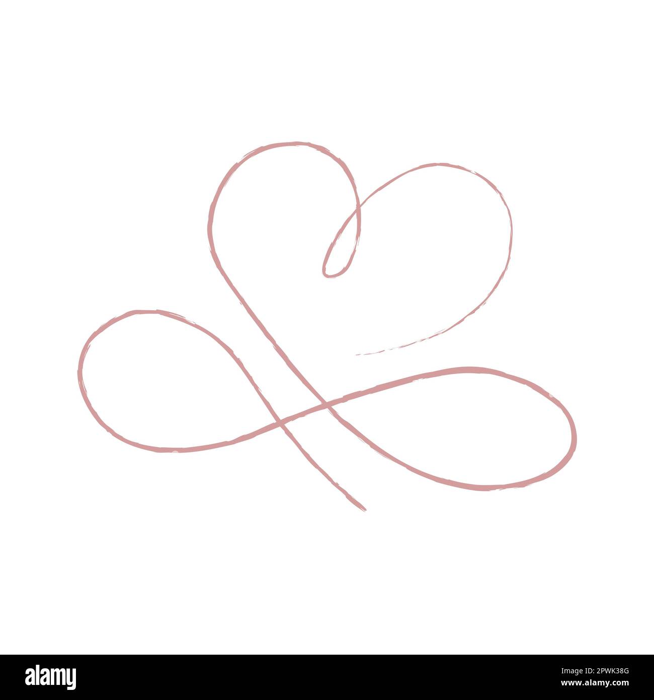 Red thin lines two hearts love infinity symbol on white background ...