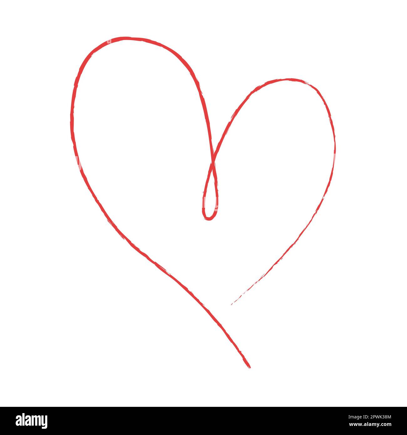 Hand sketch drawing red line heart, Love doodle isolated on white ...