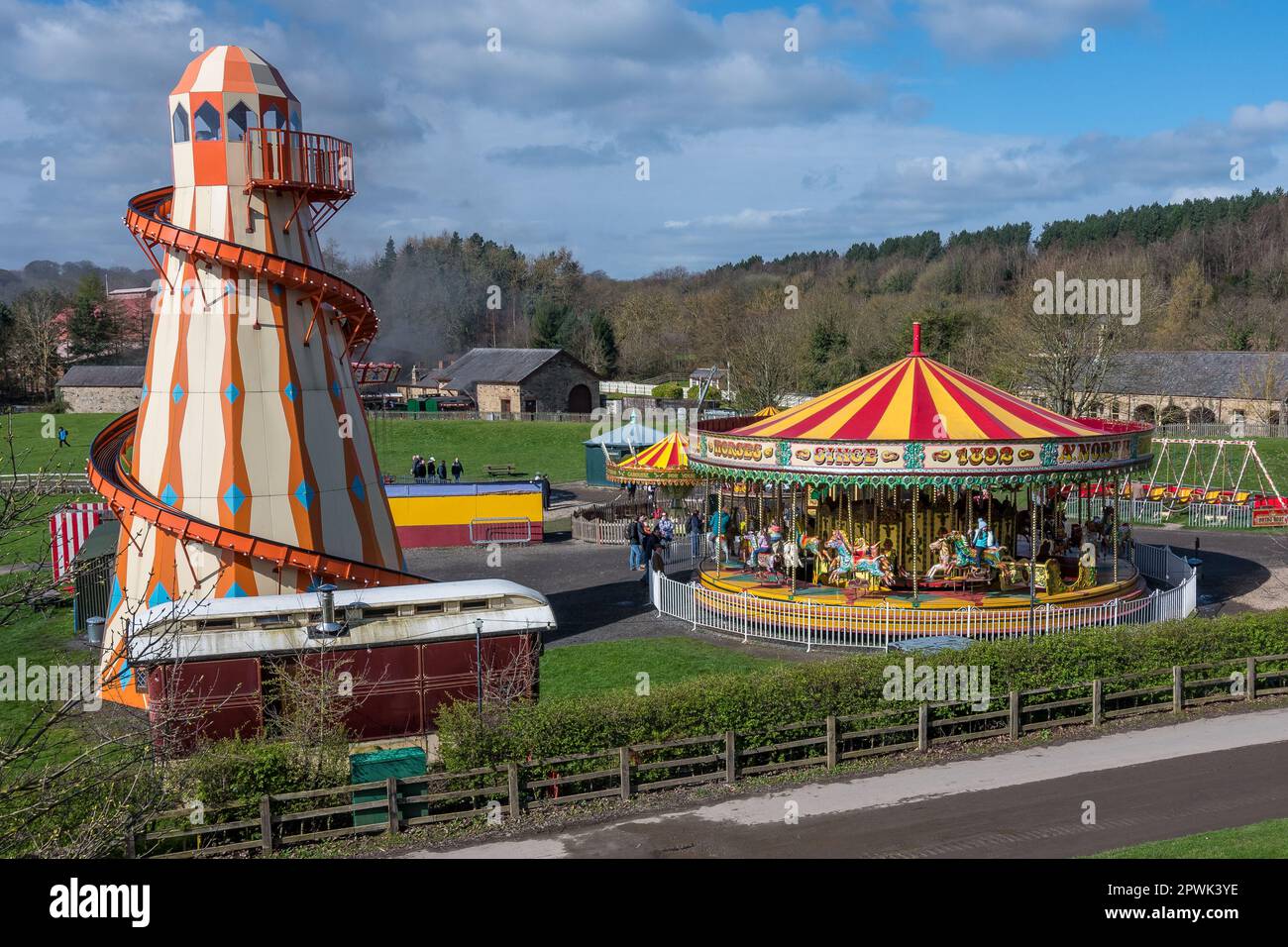 The Victorian fairground at Beamish Living Museum, North East England ...