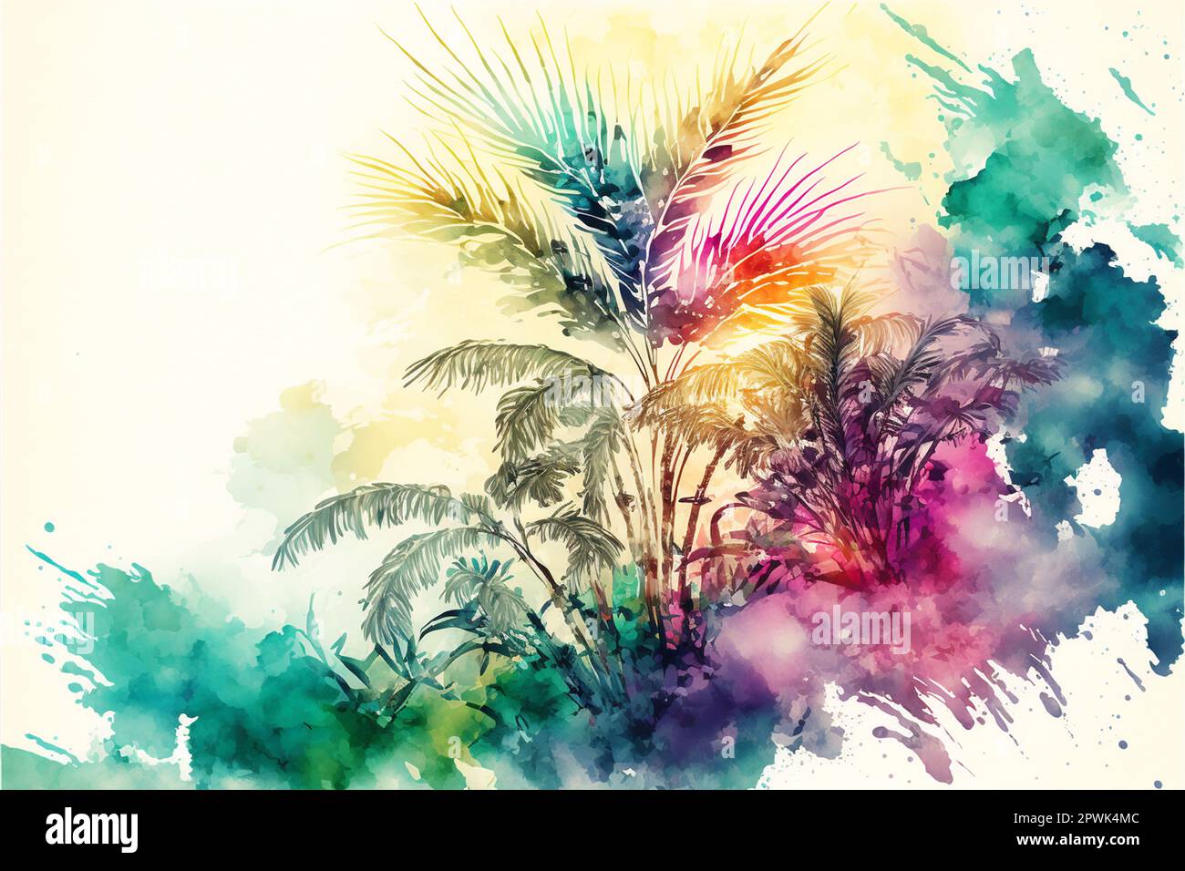 Lovely watercolor tropical background Stock Photo - Alamy