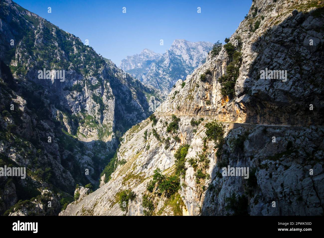 Cares trail - ruta del Cares - in Picos de Europa canyon, Asturias ...