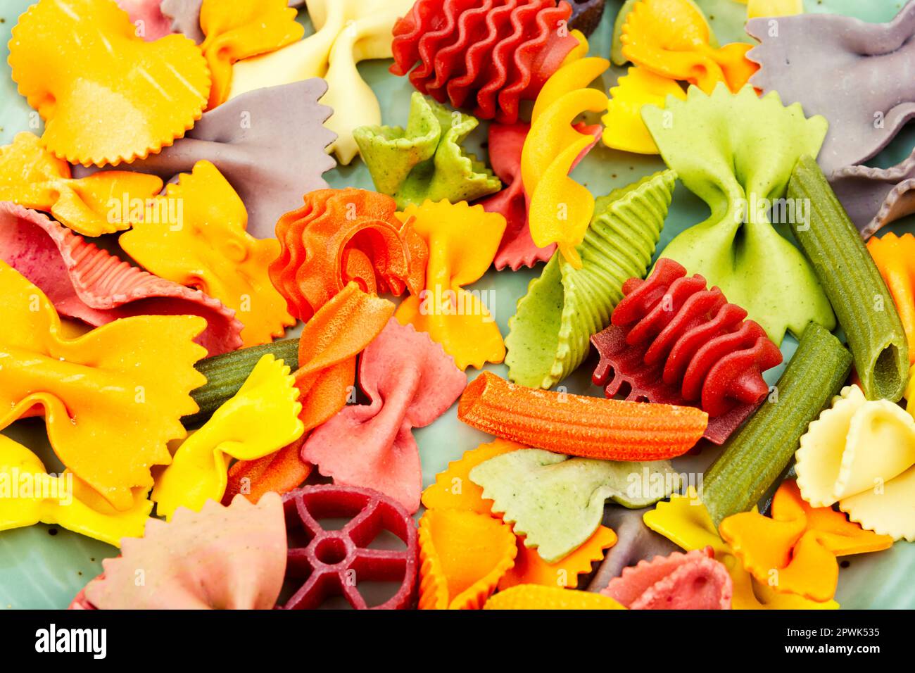 Colorful Italian pasta. Various colors of pasta. Texture background ...