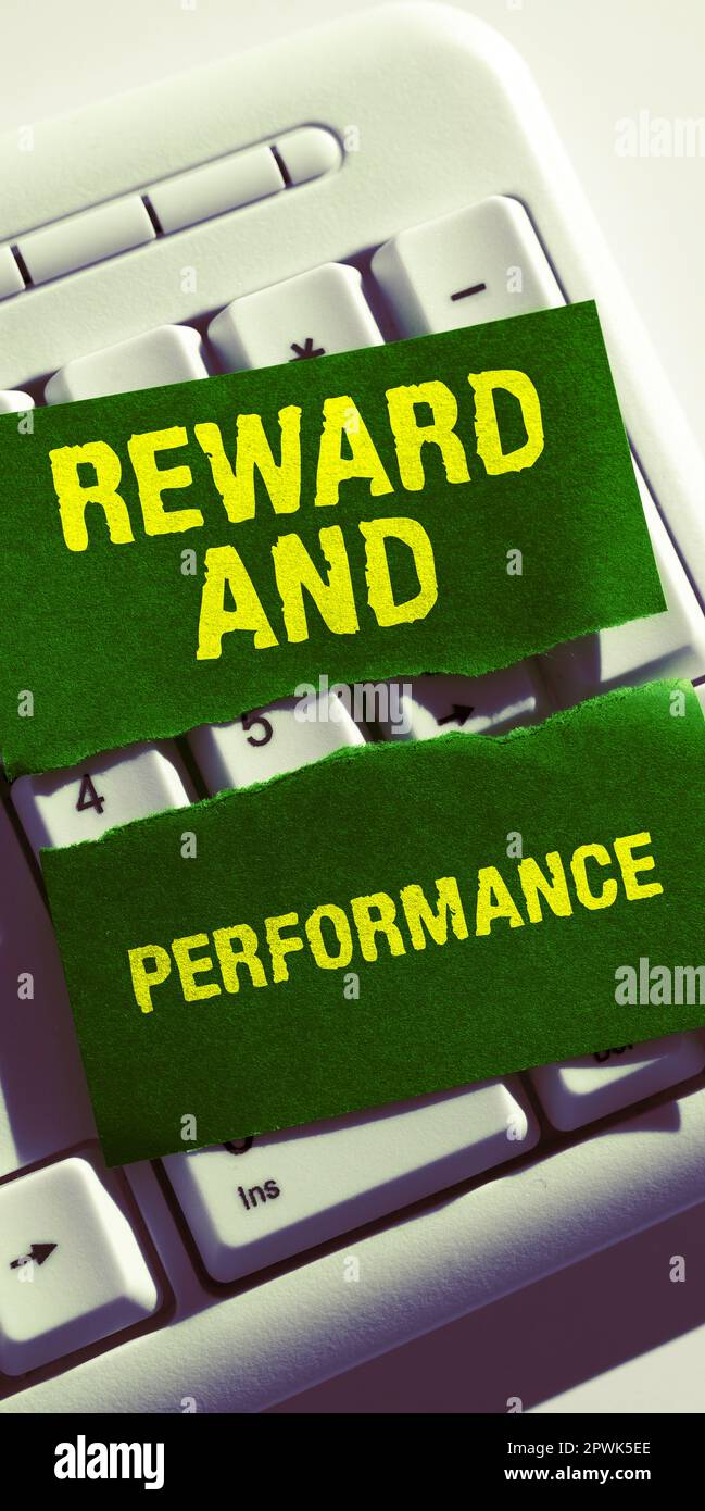 Text caption presenting Reward And Performance, Business showcase Given ...