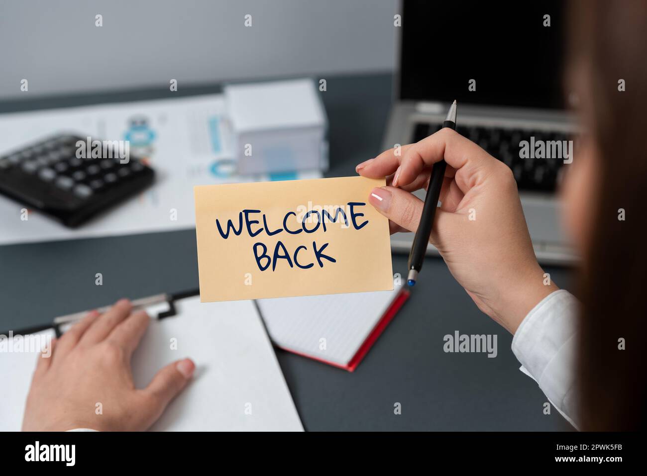 Conceptual caption Welcome Back, Word Written on Warm Greetings Arrived ...